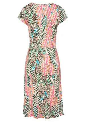 LASCANA Ruched V-neck Jersey Knit Dress