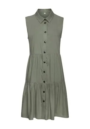 LASCANA Sleeveless Tiered Shirt Dress