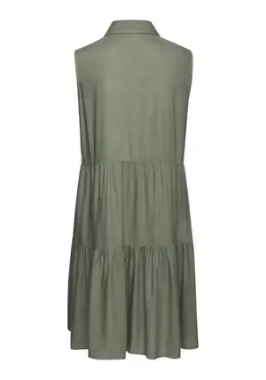 LASCANA Sleeveless Tiered Shirt Dress