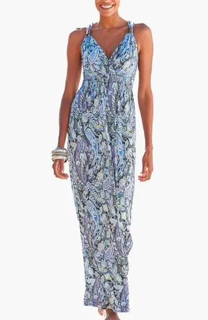 LASCANA Paisley Print V-neck Maxi Dress - Multi Print