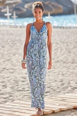 LASCANA Paisley Print V-neck Maxi Dress