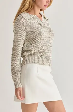CRESCENT Marled Polo Sweater