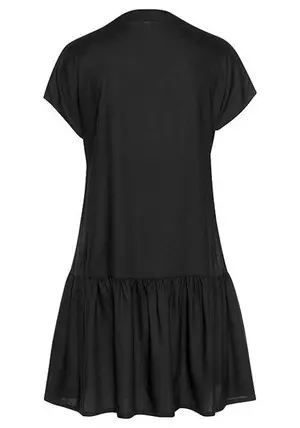 LASCANA Flounce Hem Shift Dress - Black