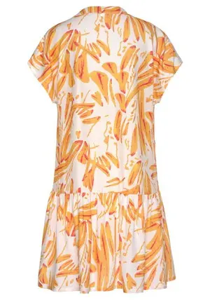 LASCANA Flounce Hem Shift Dress - Sand Multi