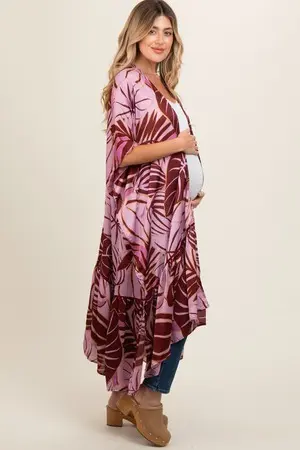 PINKBLUSH Tropical Print Long Cover Up