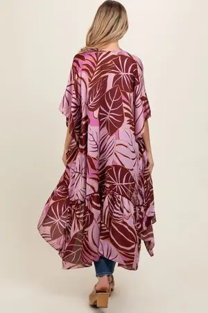 PINKBLUSH Tropical Print Long Cover Up