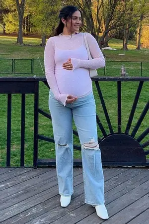 PINKBLUSH Mesh Heart High Neck Long Sleeve Top