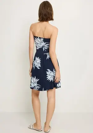 LASCANA Strapless Printed Fit & Flare Mini Dress