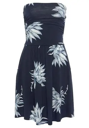 LASCANA Strapless Printed Fit & Flare Mini Dress