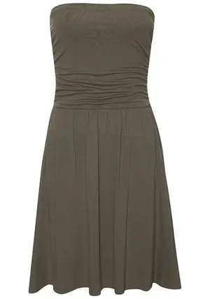 LASCANA Printed Strapless Fit And Flare Short Dress - Olive