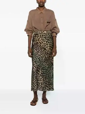 BAZAR DELUXE Leopard-pattern Midi Skirt