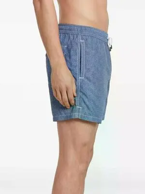 Fedeli Patterned Swim Shorts - Blue