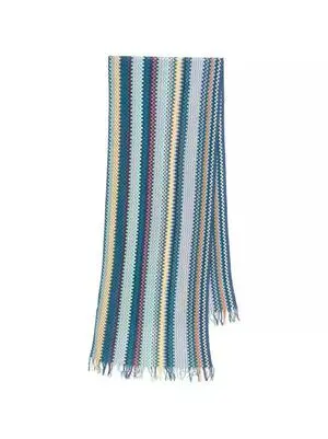 Missoni Zig-zag Fringed Scarf - Blue