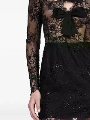 MIA PECULIAR Lace Bow-embellished Mini Dress