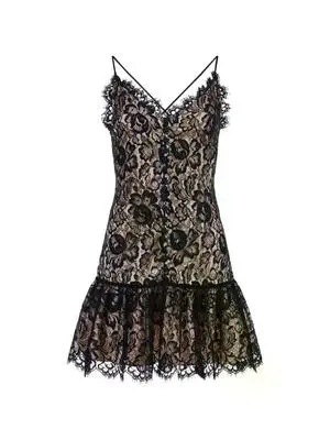 MIA PECULIAR Lace Mini Dress With Button Detail