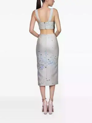 MIA PECULIAR Brocade Split Hem Midi Skirt