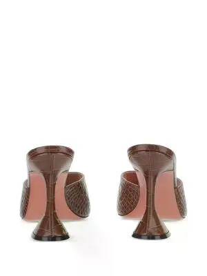 Amina Muaddi Lupita Embossed Slipper Mules - Brown