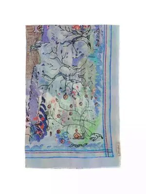 Faliero Sarti Fringed Printed Scarf - Blue