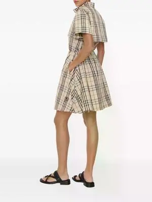 Burberry Check Cotton Shirt Dress - Neutrals