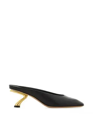FERRAGAMO Sculptural Heel Mules - Black