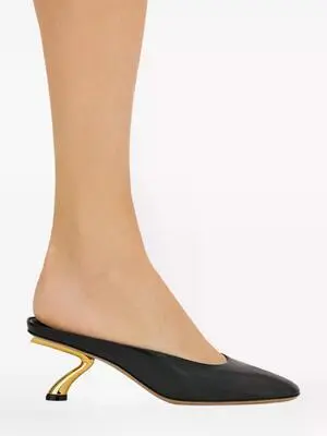 FERRAGAMO Sculptural Heel Mules - Black