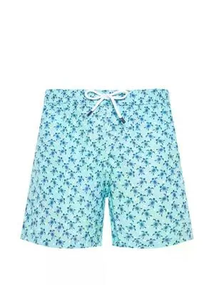 Fedeli Turtle-print Swim Shorts - Blue