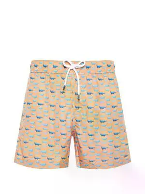 Fedeli Animal-print Beach Shorts - Orange
