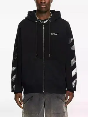 Off-White Arrow Zip-up Hoodie - Black