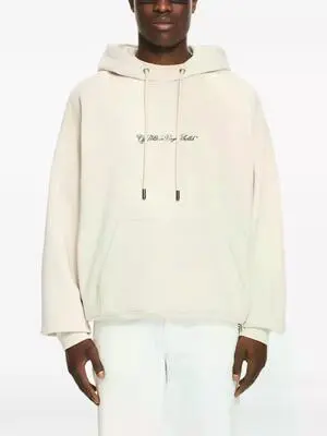 Off-White Script Arrow Drawstring Hoodie - Neutrals