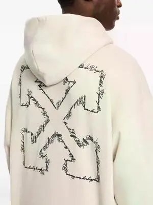 Off-White Script Arrow Drawstring Hoodie - Neutrals