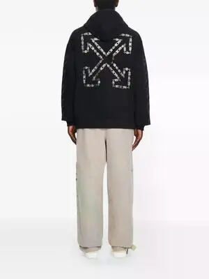 Off-White Chain Arrow Diagonal Drawstring Hoodie - Black