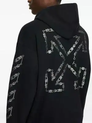 Off-White Chain Arrow Diagonal Drawstring Hoodie - Black