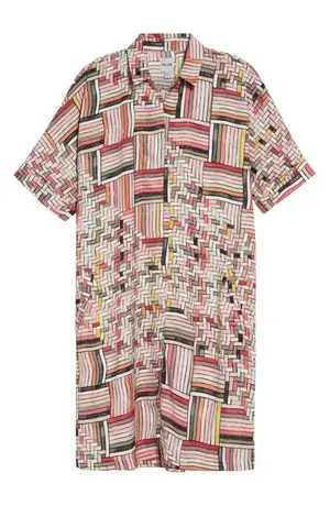 NIC+ZOE Colorweave Cotton Blend Shift Shirt Dress - Pink Multi
