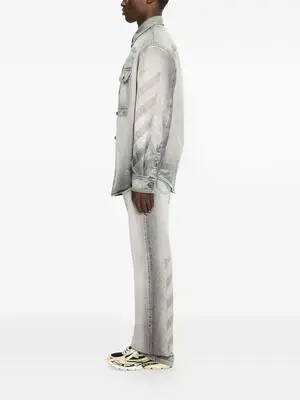 Off-White Diagonal Embroidery Slim-fit Jeans - Grey