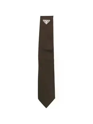 Prada Triangle Logo Neck Tie Brown