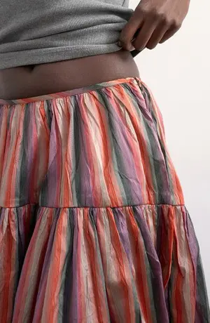 Topshop Striped Taffeta Skirt