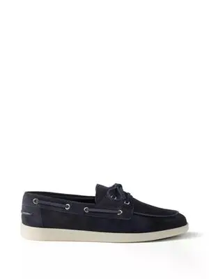 Prada Suede Boat Shoes With Laces - Blue