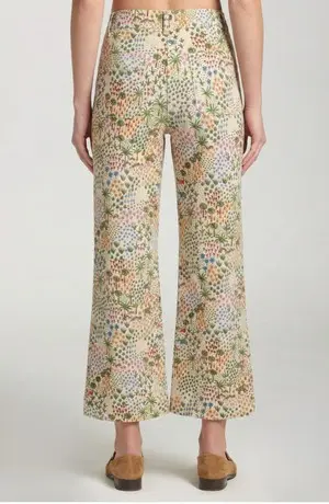 APNY Print Wide-leg Ankle Jeans - Sage Green Multi
