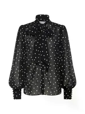 Rebecca Vallance Marnie Polka-dot Pussy-bow Blouse - Black