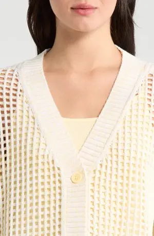 Splendid Camellia Openwork V-neck Cotton-blend Cardigan - Honeysuckle