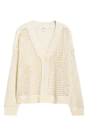 Splendid Camellia Openwork V-neck Cotton-blend Cardigan - Honeysuckle