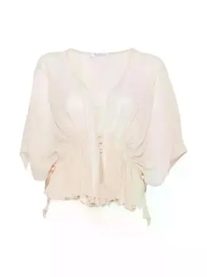 Max Mara Buttoned Ruffled Top - Pink