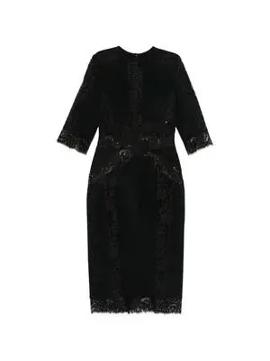 Elie Saab Lace-panel Midi Dress - Black