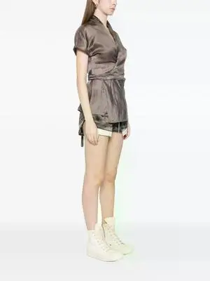 Rick Owens Tie-detailed Short-sleeve Blouse - Brown