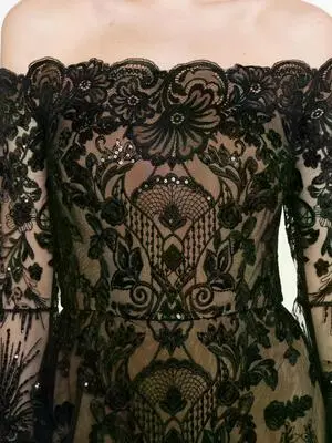 Elie Saab Lace-detail Flared Maxi Dress
