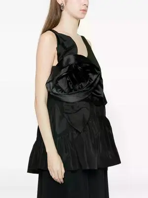 Simone Rocha Floral-appliqué Taffeta Top