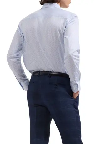 Bugatchi Alvin Shaped Fit Geo Print Button-up Shirt - Ice