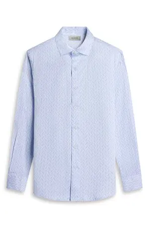 Bugatchi Alvin Shaped Fit Geo Print Button-up Shirt - Ice