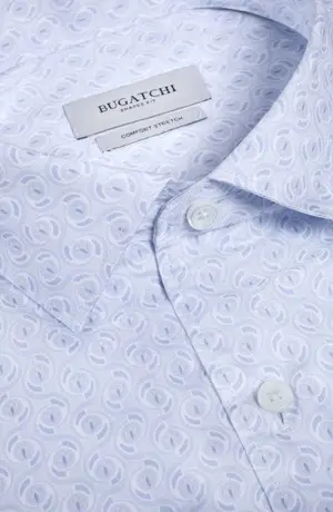 Bugatchi Alvin Shaped Fit Geo Print Button-up Shirt - Ice