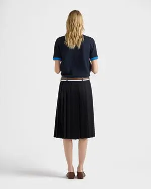 Prada Pleated Midi Skirt - Navy